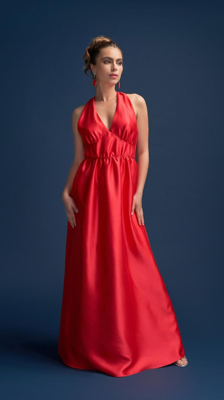 Odette Halter Full length Gown in Red – Deer You